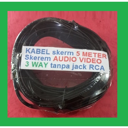 Jual KABEL skerm 5 METER Skerem AUDIO VIDEO 3 WAY tanpa jack RCA ...