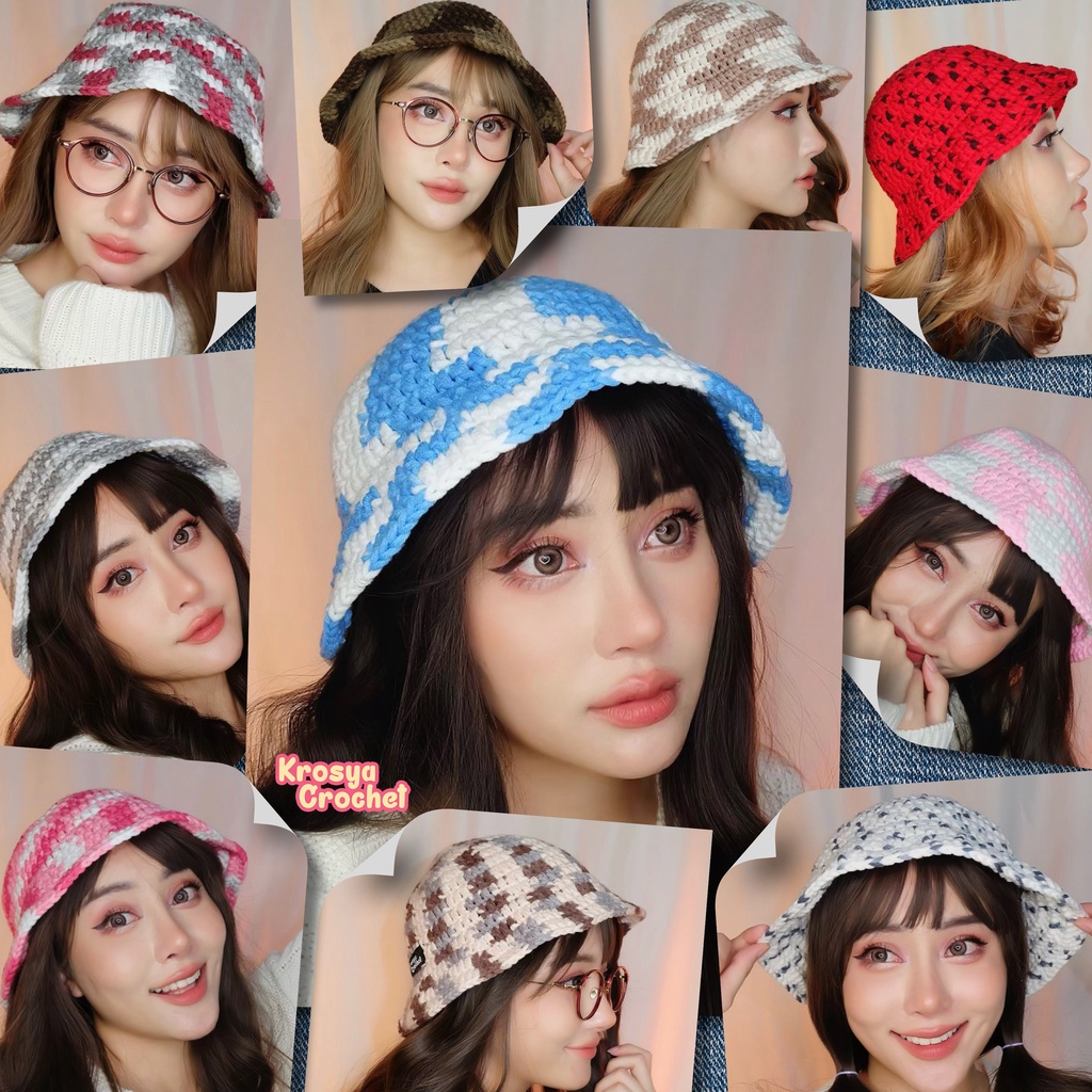 Jual Crochet Bucket Hat Topi Rajut Multicolor Warna Belang Handmade ...