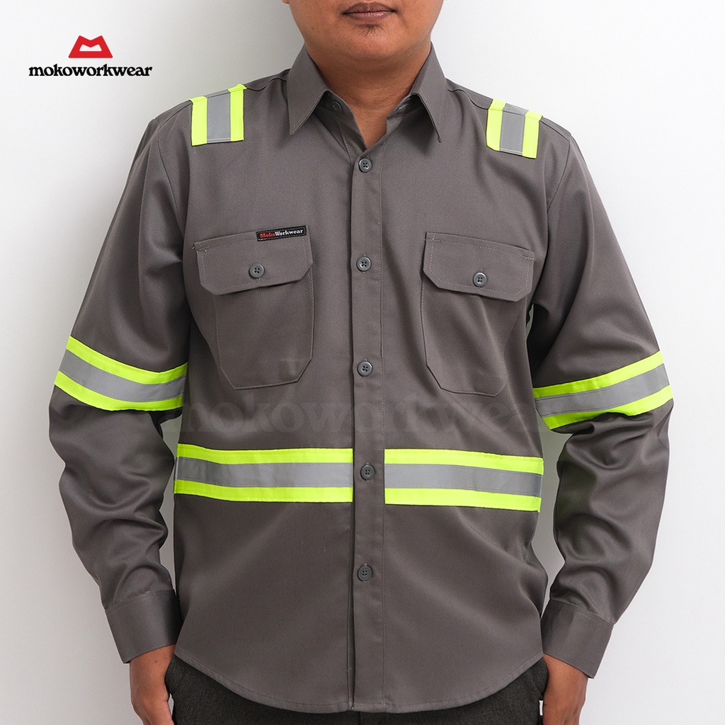 Jual MOKOWORKWEAR WEARPACK SAFETY GREY Scotlite | Shopee Indonesia