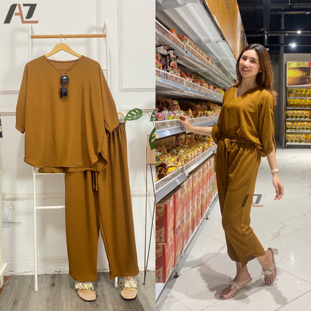 Jual Baju One Set Setelan Wanita Kekinian Jumbo Polos Setcel Wanita Crinkle Premium Viral ...