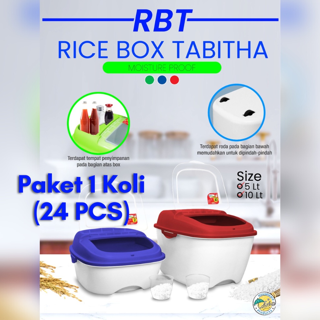 Jual Tabitha Rice Box Container / Tempat Penyimpanan Beras + Roda & Cup ...