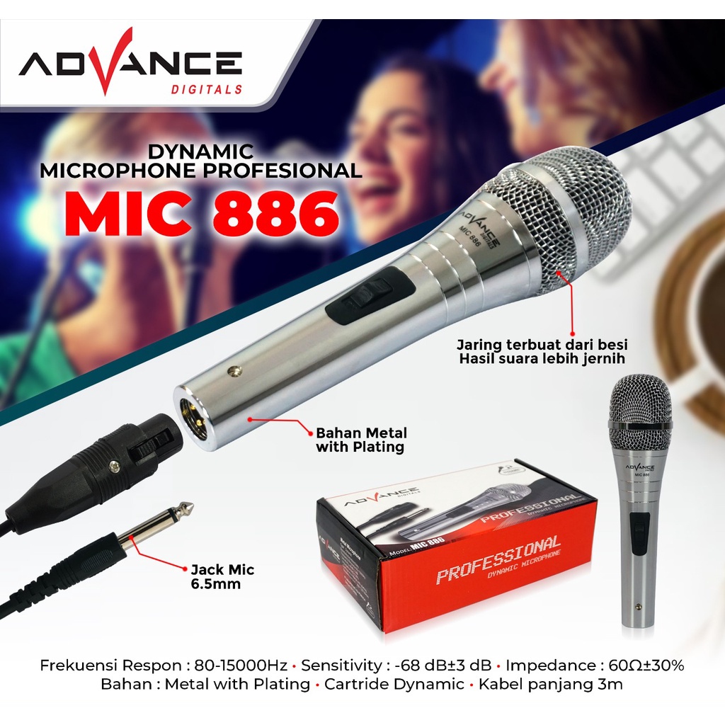Jual ADVANCE Mic Kabel Professional 886 | Shopee Indonesia
