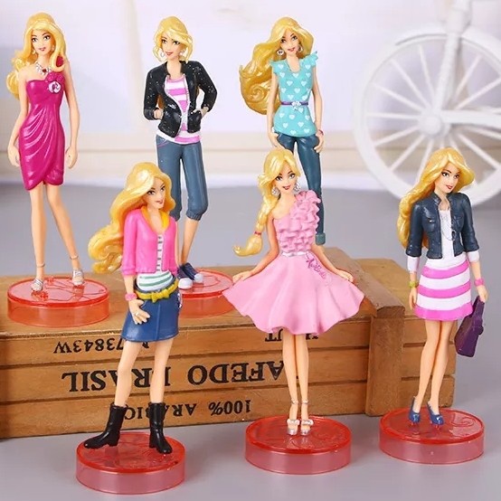Jual Action Figure Barbie Set Isi 6 Mainan Boneka Topper Cake Hiasan ...
