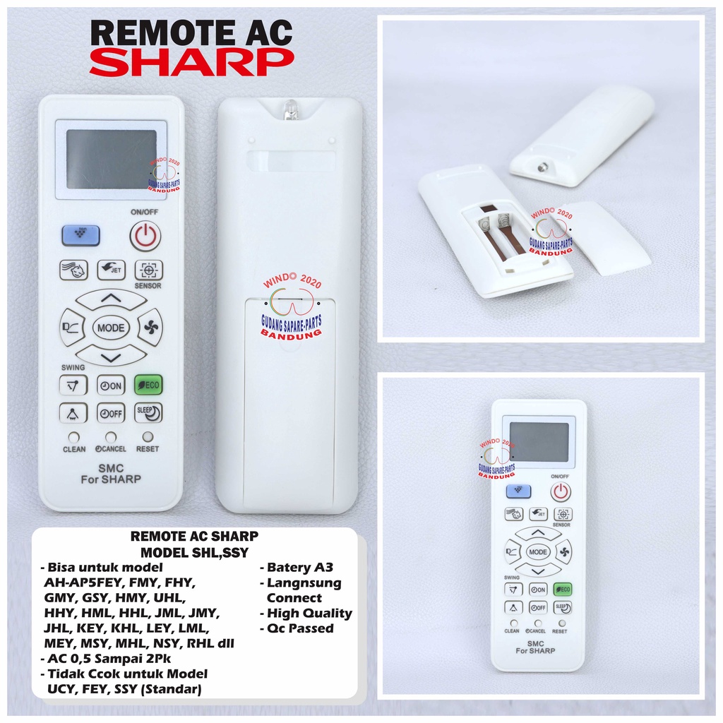 Jual REMOTE CONTROL AC SHARP / GREE 0.5PK SAMPAI 2PK | REMOT KONTROL AC ...
