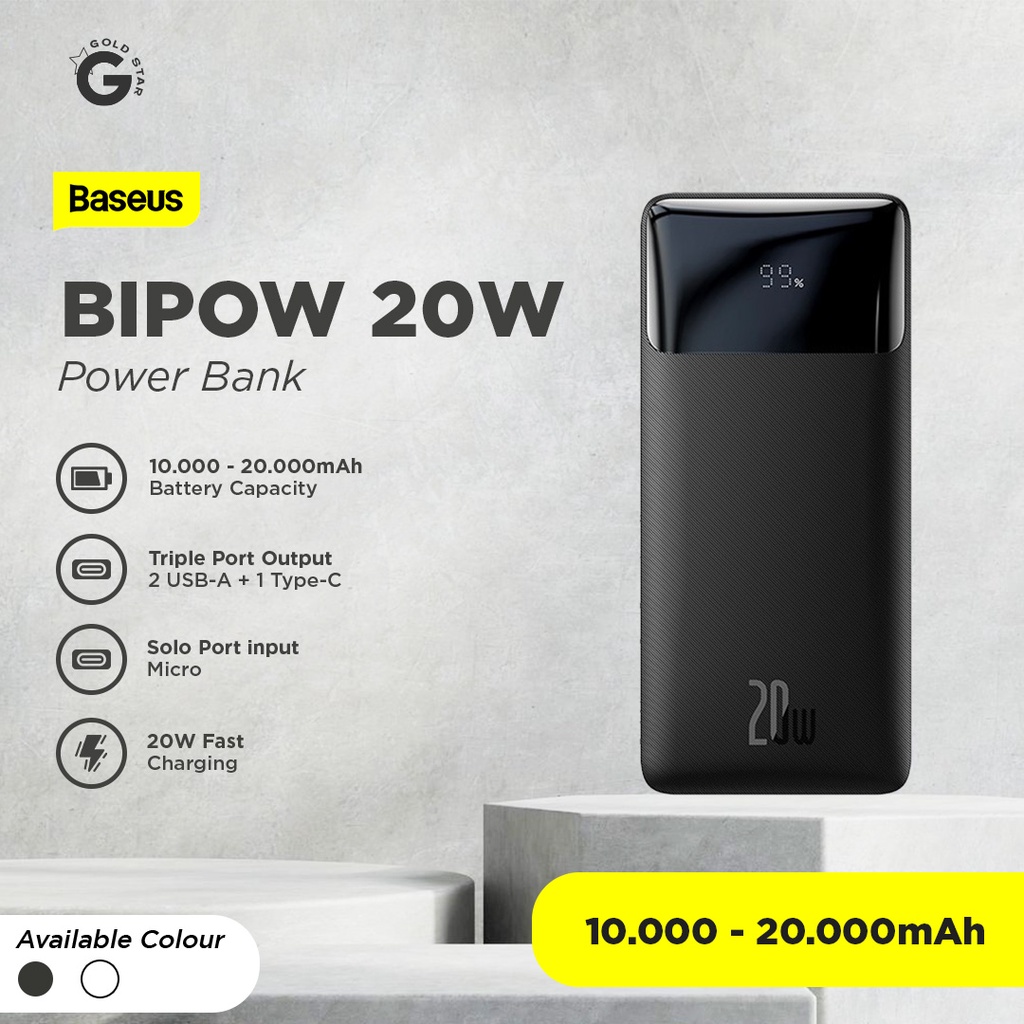 Jual Baseus - Power bank - Bipow Fast Charger 10.000-20.000mAh 20W ...