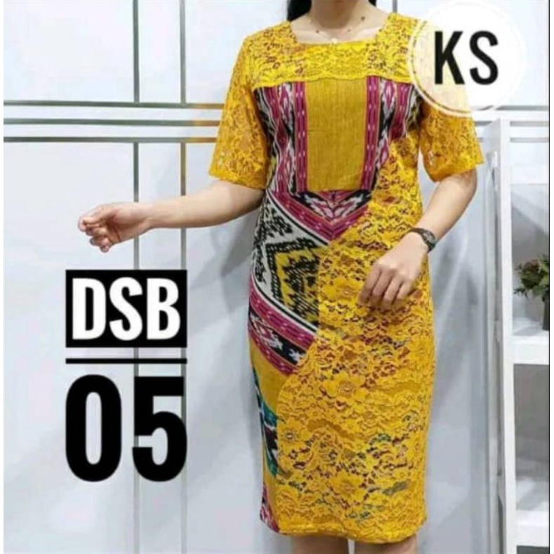Jual dress etnik warna kuning kombi brokat kuning | Shopee Indonesia
