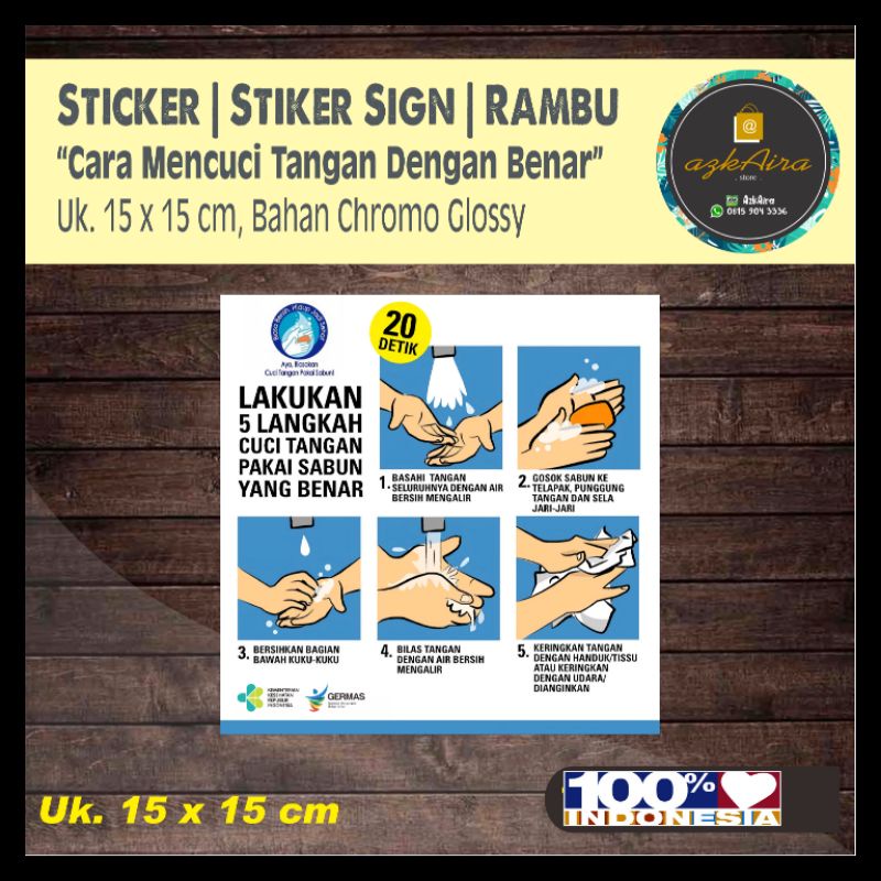 Jual Sticker Stiker Sign Rambu Cara Mencuci Tangan Yang Benar - Uk ...