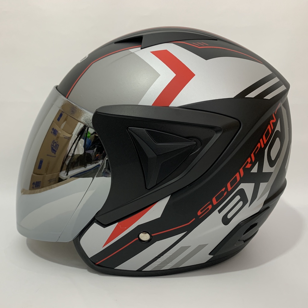 Jual Helm JP 13 Axo Merah Silver Doff - Kaca Iridium Silver Pelangi ...