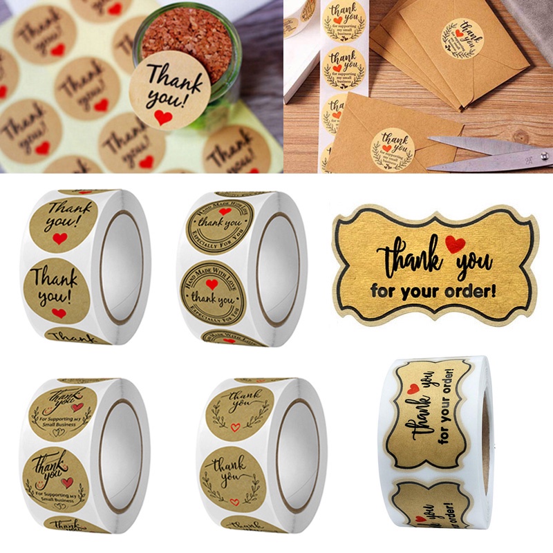 Jual 500Pcs Sticker Thank You/stiker label Bulat terima kasih Sticker ...