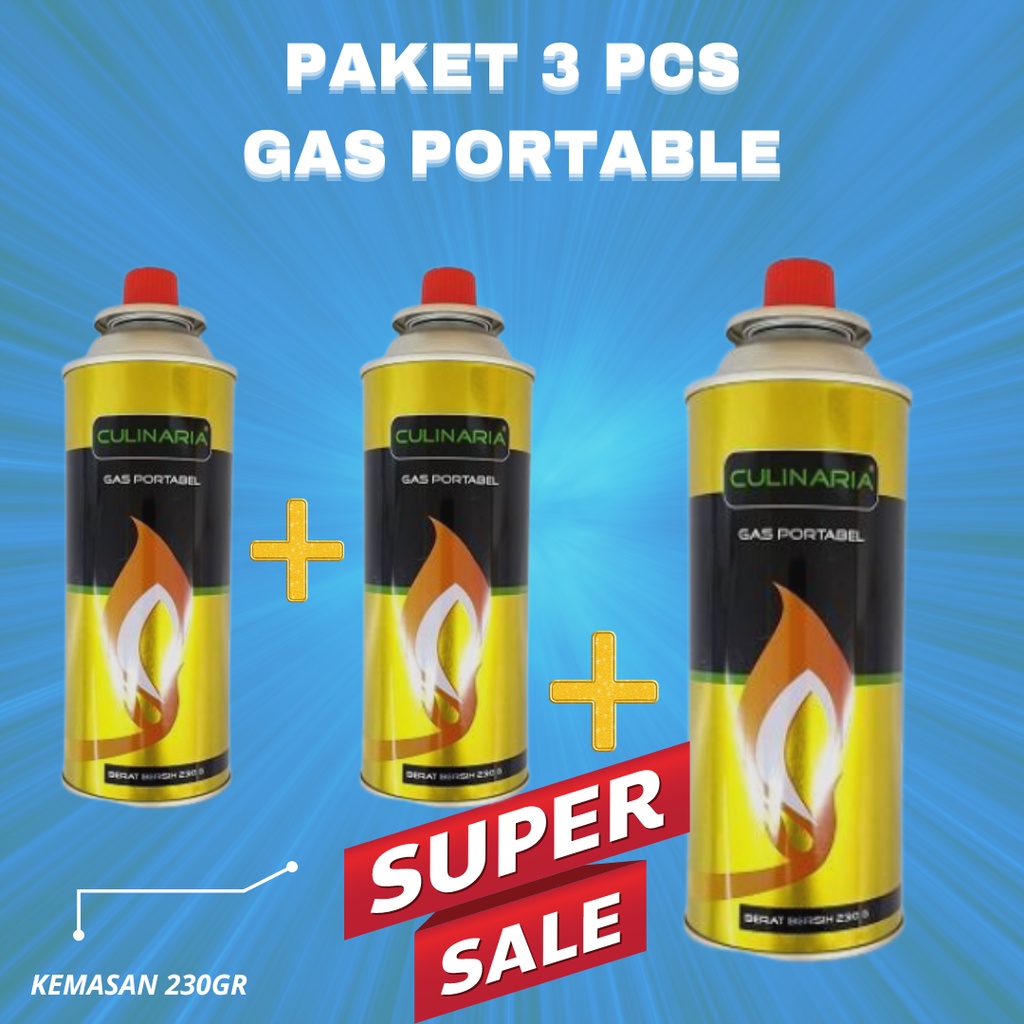 Jual Paket 3 Pcs Gas Refill Portable Kemasan 230gram | Gas isi ulang ...