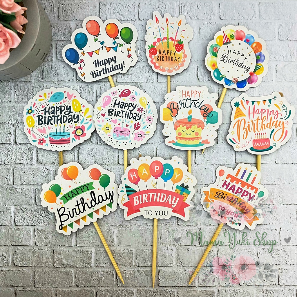 Jual Topper Cake HBD Full Lettering Happy Birthday Cupcake Pudding ...