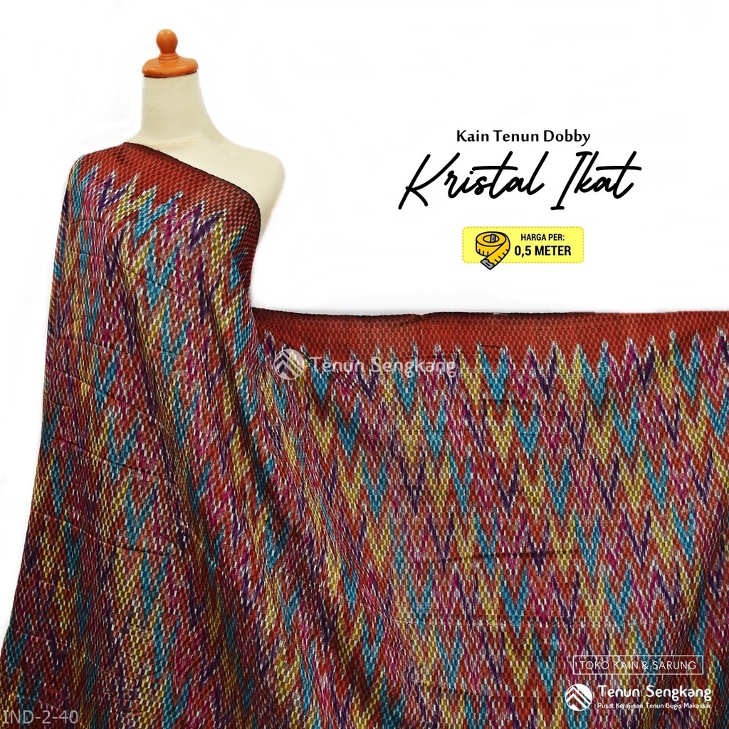 Jual Kain Tenun Dobby Ikat Sutra Bugis Makassar Cokelat - Tenun ...