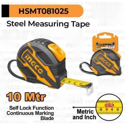 Jual Ingco Meteran 10m HSMT081025 10 Meter Steel Measuring Tape Alat ...