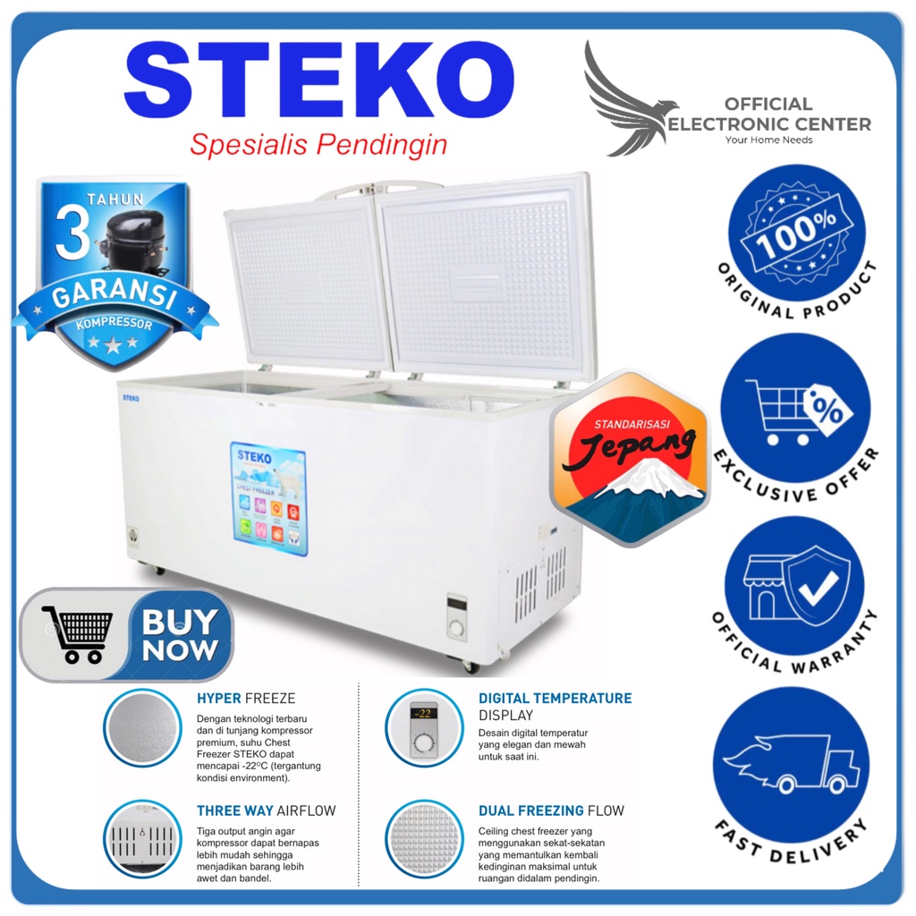 Jual CHEST FREEZER BOX 608L STEKO BF620 BF-620 SUPER LOW WATT LED ...