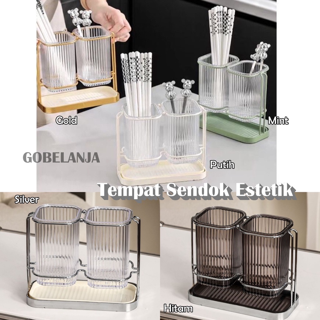 Jual Tempat Penyimpanan Sendok Gold / Tempat sendok Garpu / Tempat ...