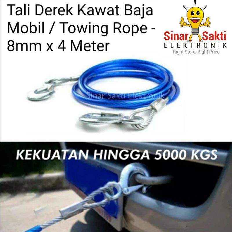 Jual Tali Derek Kawat Baja Mobil Seling Sling Towing Tow Rope Penarik ...