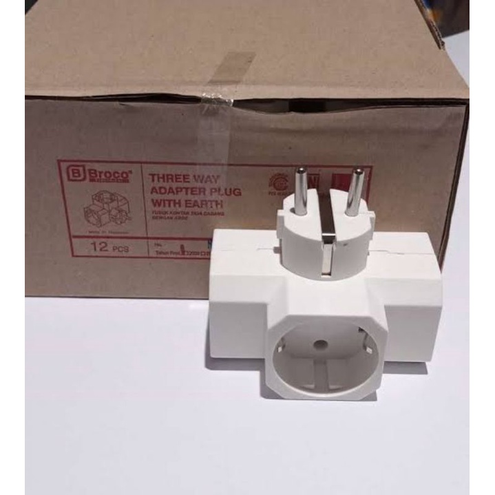 Jual Steker T Arde BROCO Cabang 3 Putih 13830 Socket Listrik SNI ...