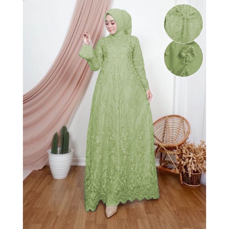 Jual GAMIS ALNIRA BUSUI MODERN MALAYSIA/GAMIS FULL BRUKAT TILE MUTIARA/MAXI TILE MUTIARA LAPIS ...