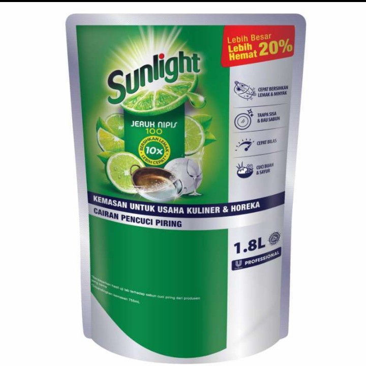 Jual SUNLIGHT CAIRAN PENCUCI PIRING UKURAN 1,8 LTR AROMA JERUK NIPIS | Shopee Indonesia