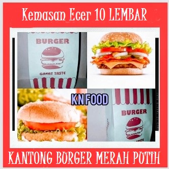 Jual Kemasan kantong burger Ecer 10lembar BUNGKUS BURGER Merah Putih ...
