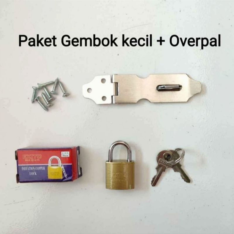 Jual Paket Hemat Gembok Kecil 20mm dan Overpal Tempat Grendel Slot Gembok . Gembok koper Kuning ...