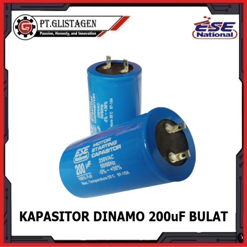 Jual Kapasitor Bulat Dinamo 200uF Capasitor Starting 200MF ESE NATIONAL ...