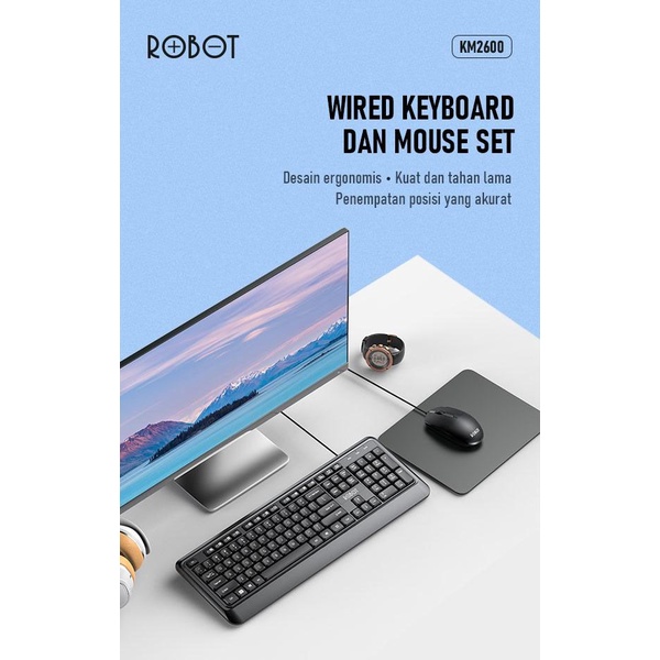 Jual Robot Set Combo Keyboard And Mouse Km2600 For Komputer Laptop Original Garansi Resmi 1