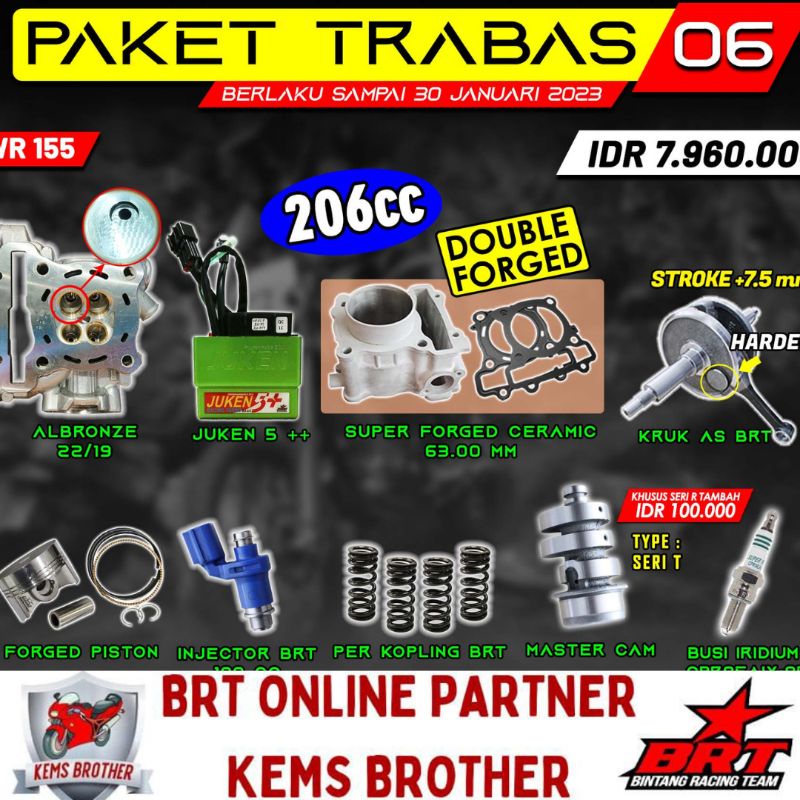 Jual PAKET BRT WR155 TRABAS 6 BOREUP 206CC | Shopee Indonesia