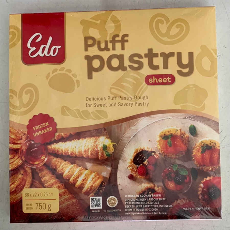 Jual EDO Puff Pastry Sheet (88x22x0,25cm)/ Kulit Pastry 750 Gr | Shopee ...