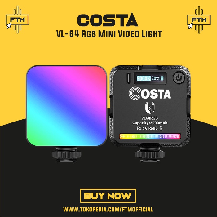 Jual Costa Vl 64 Rgb Led Video Light Magnetic Ambient Studio Video Foto ...