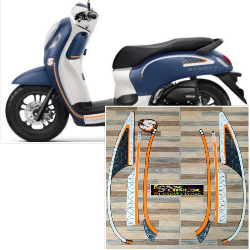 Jual striping original Honda Scoopy fashion biru Dof tahun 2022 2023 ...