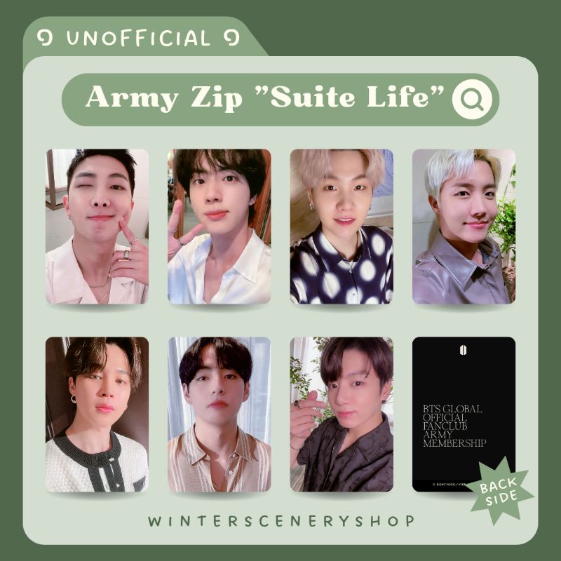 Jual Photocard BTS - Suite Life Army Zip 2022 ×unofficial× | 1 set dapat 7 member | Shopee Indonesia