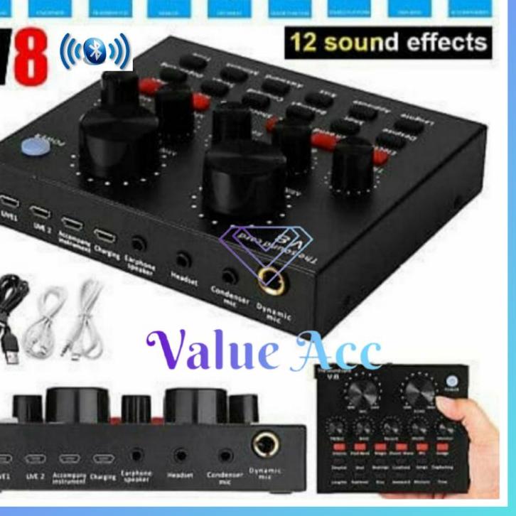 Jual Termurah Sound Card V8 Bluetooth sound card V8 Singing Live Sound ...