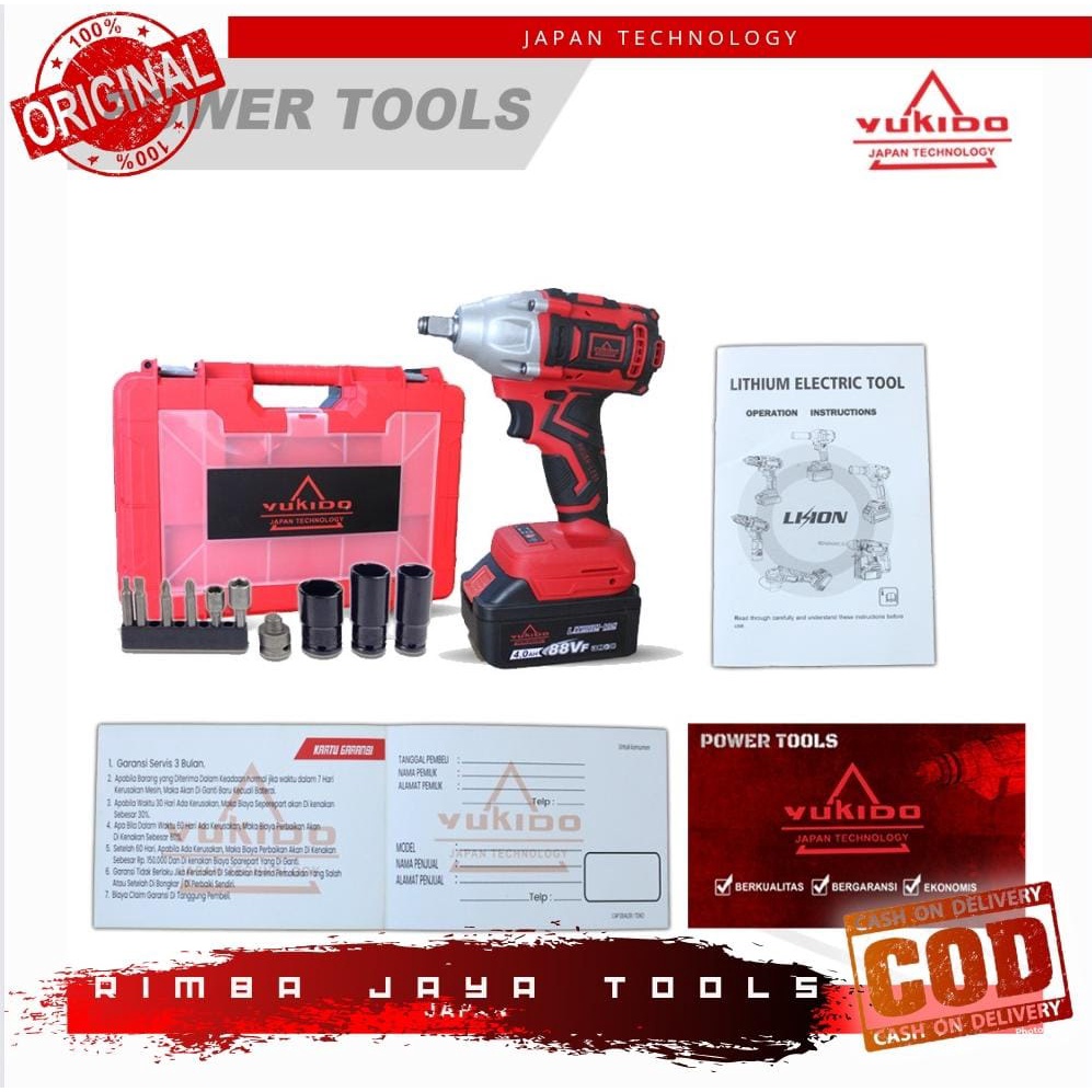 Jual 88 Volt Jumbo Baterai Mesin pembuka Baut Impact Wrench Bor Impek 2 ...