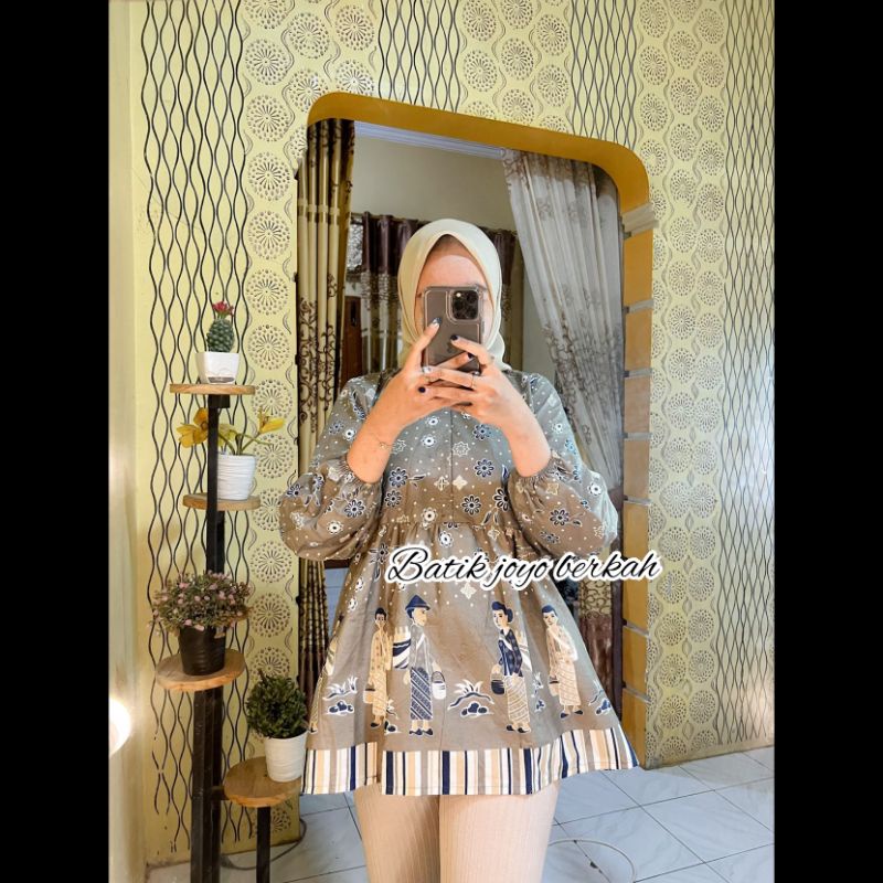 Jual Batik wanita batik modern blouse batik wanita jamu gendong M L XL XXL 3L 4L | Shopee Indonesia