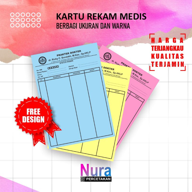 Jual Cetak Custom Rekam Medis / Kartu Status Pasien Medical Record ...