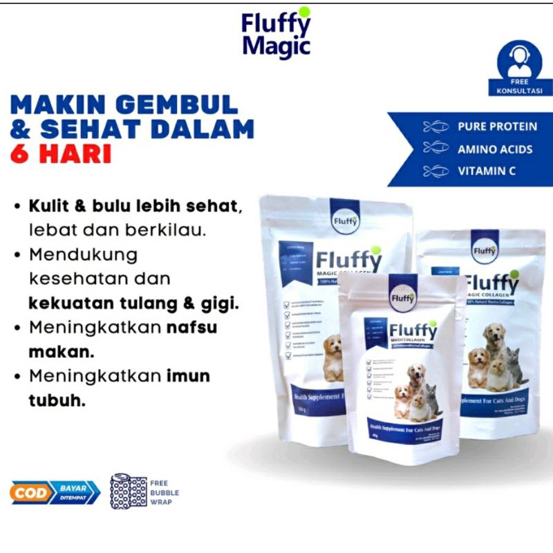 Jual FLUFFY MAGIC COLLAGEN Vitamin Kucing & Anjing Suplement Penggemuk ...