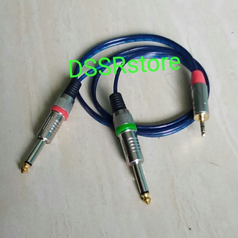 Jual kabel aux jack 3,5mm stereo to jack 2 akai 6,5mm mono | Shopee Indonesia