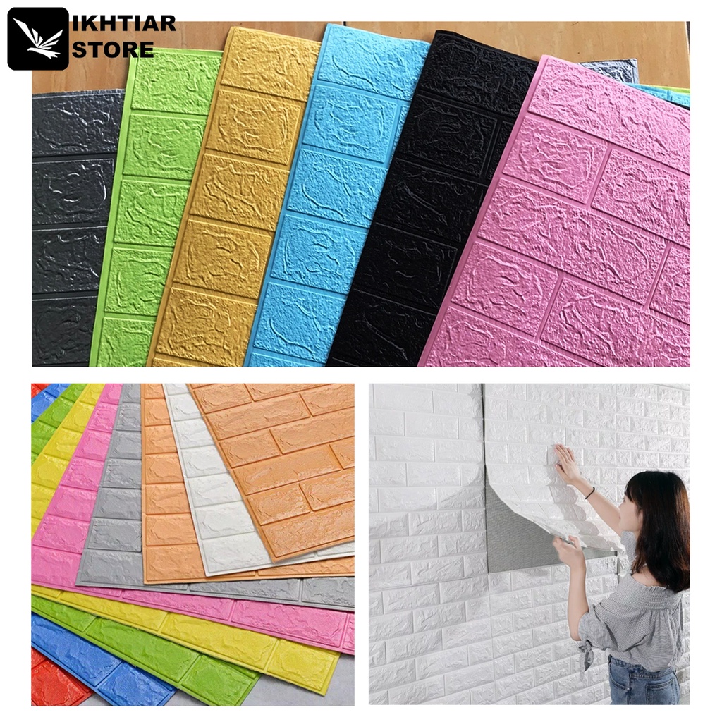 Jual Wallpaper Dinding 3D Foam Motif Batu Bata Timbul Ukuran 77 x 70 CM ...
