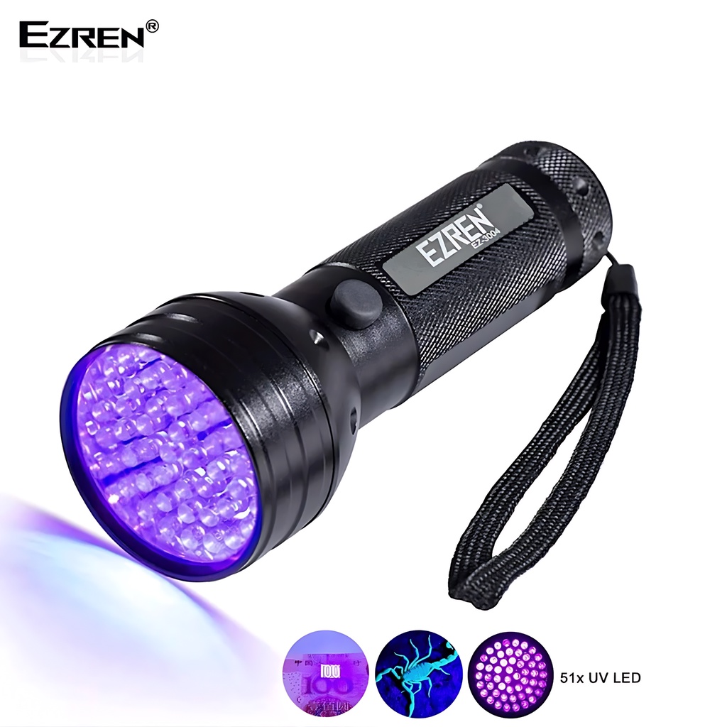 Jual Ezren EZ-3004 Detector Senter UV Ultraviolet 400nm 51 LED Lampu UV ...