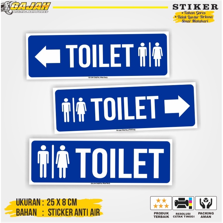 Jual Stiker Penunjuk Toilet / Stiker Penunjuk WC / Stiker Tollet ...