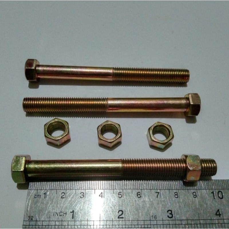 Jual BAUT MUR KUNING HEX BMK M10 X 100 MM PANJANG 10 CM ( KUNCI 14 ) | Shopee Indonesia