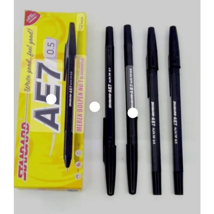 Jual PULPEN AE 7 STANDAR WARNA HITAM (1 pack/12 pcs) | Shopee Indonesia