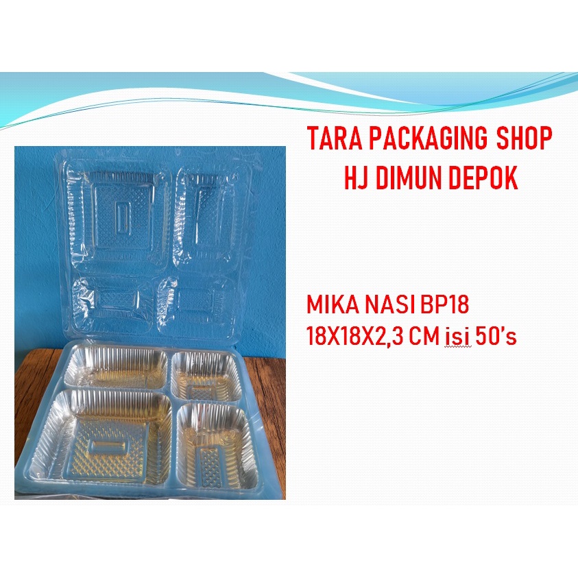 Jual PLASTIK MIKA NASI KOTAK SEKAT 4 UK 18X18X2,3CM isi 50 | Shopee ...