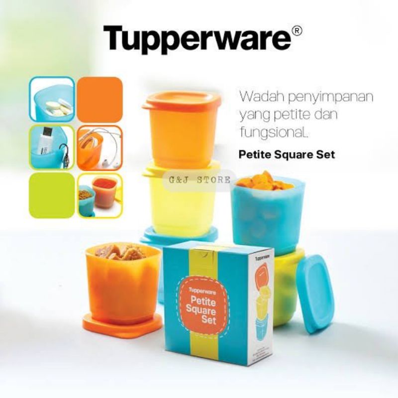 Jual petite square set tupperware / toples mini tupperware | Shopee ...