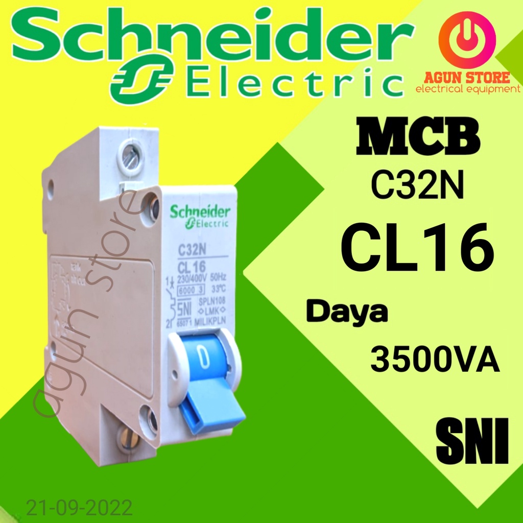 Jual MCB SCHNEIDER CL16 BIRU 16 AMPERE SPLN C32N DAYA 3500W | Shopee ...