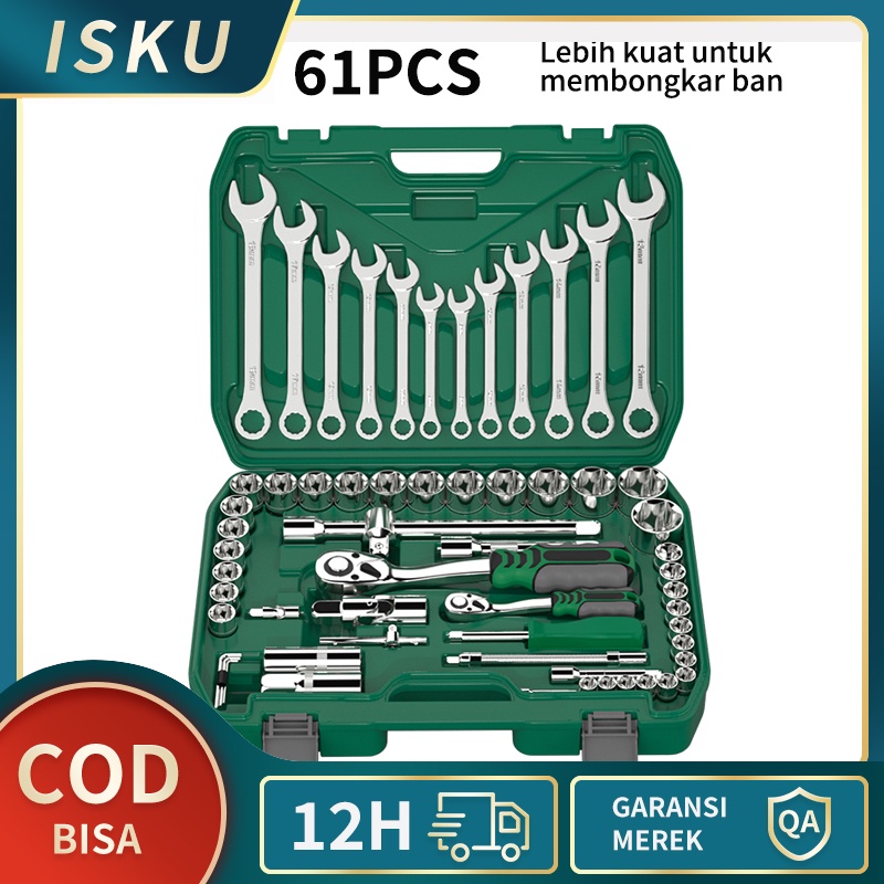 Jual Isku Kunci Sok Set 61/82pcs Tool Kit Set 72gigi Gagang Rachet Kunci Shock Set Kunci Pas Set ...