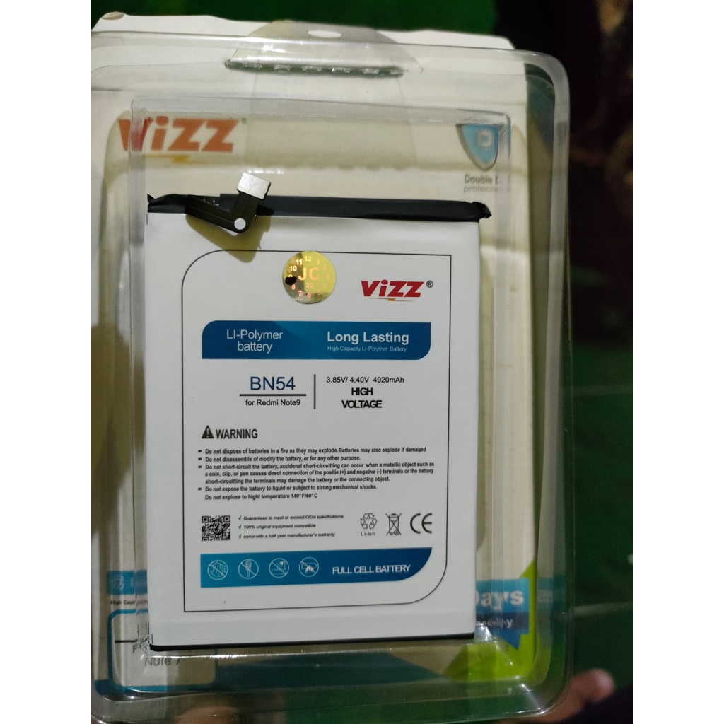 Jual Baterai ori Double Power VIZZ Xiaomi Redmi Note 9 BN54 BN-54 ...
