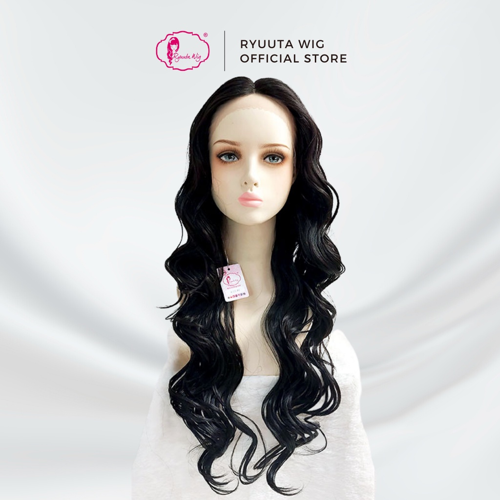 Jual Ryuuta Wig Lace Front Wig Gelombang Panjang Alice Hitam Coklat 30 ...