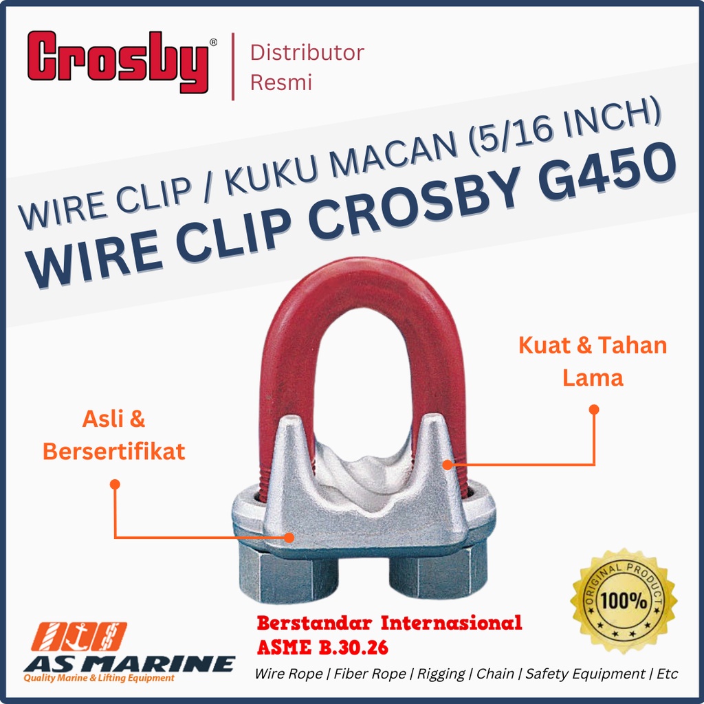 Jual Wire Clip / Kuku Macan / Klem Sling CROSBY USA G450 5/16 Inch ...